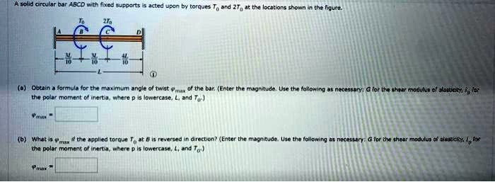 SOLVED: A solid circular bar ABCD with fixed supports is acted upon by ...