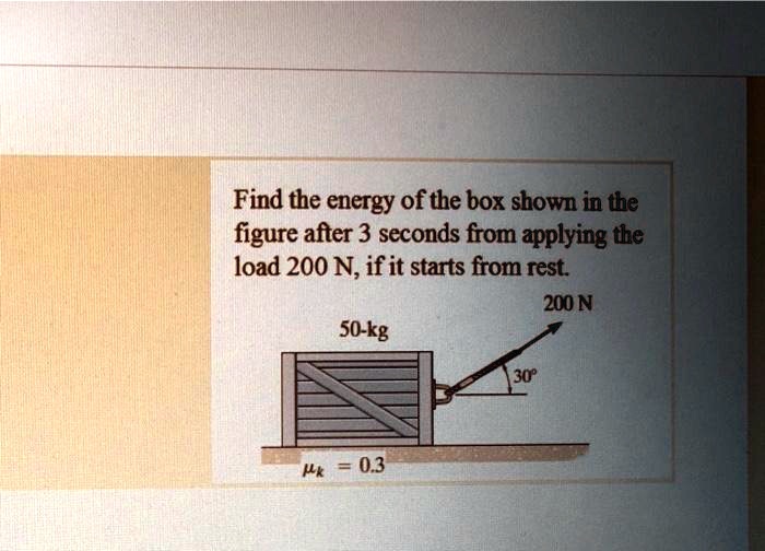 SOLVED: Find the energy of the box shown in the figure after 3 seconds ...