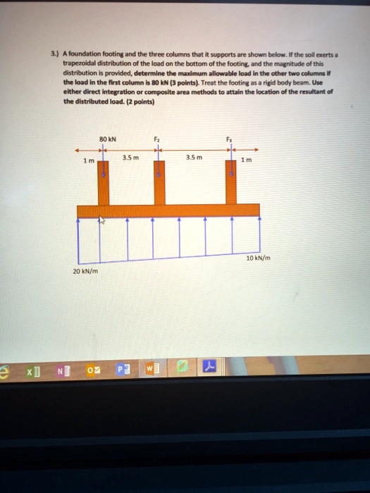 3.) A foundation footing and the three columns that it supports are ...