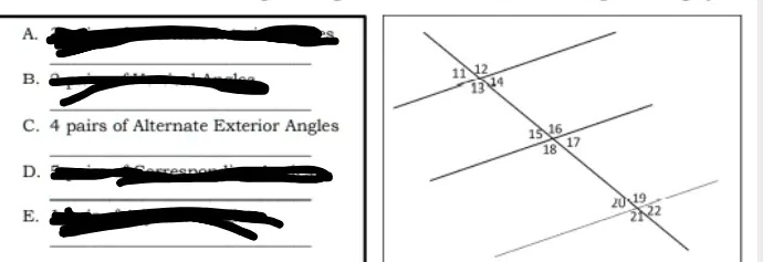 SOLVED: pairs of Alternate Exterior Angles