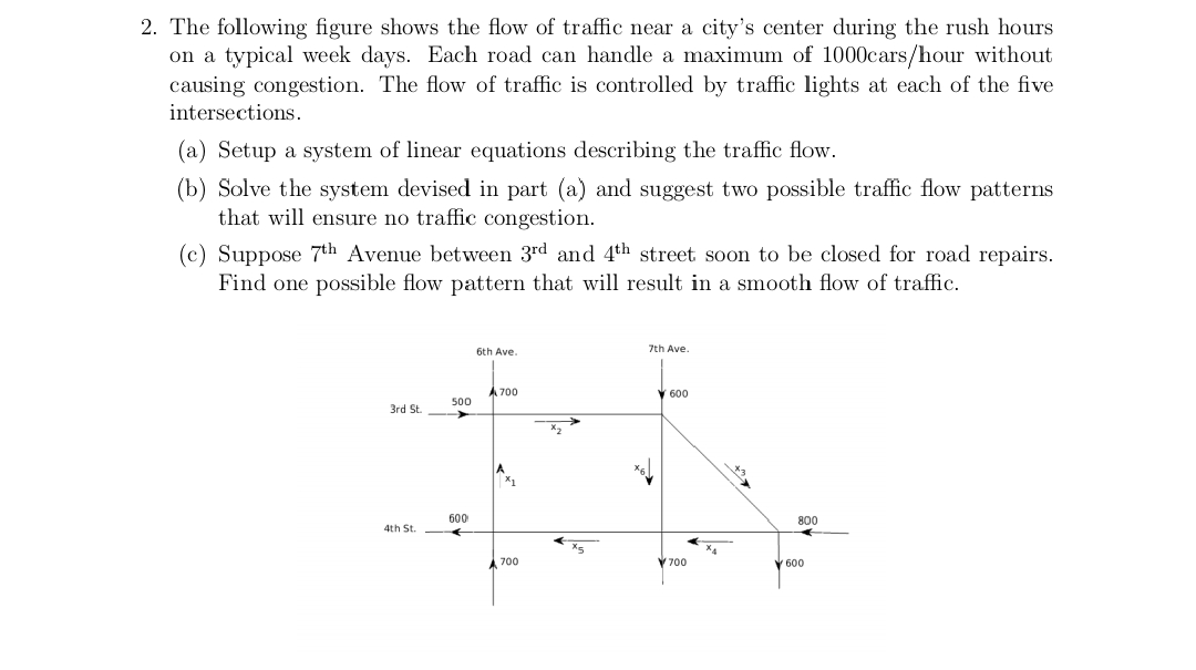 2. The following figure shows the flow of traffic near a city's center ...