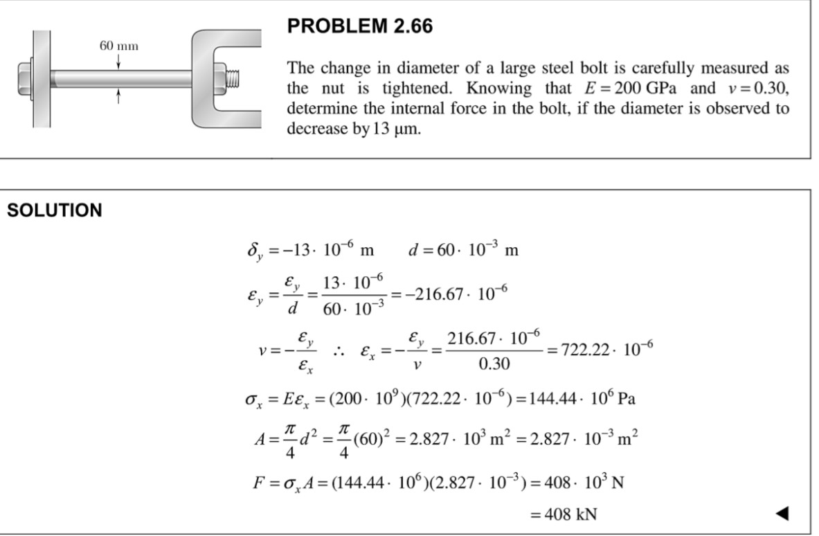 PROBLEM 2.66 The change in diameter of a large steel bolt is carefully ...