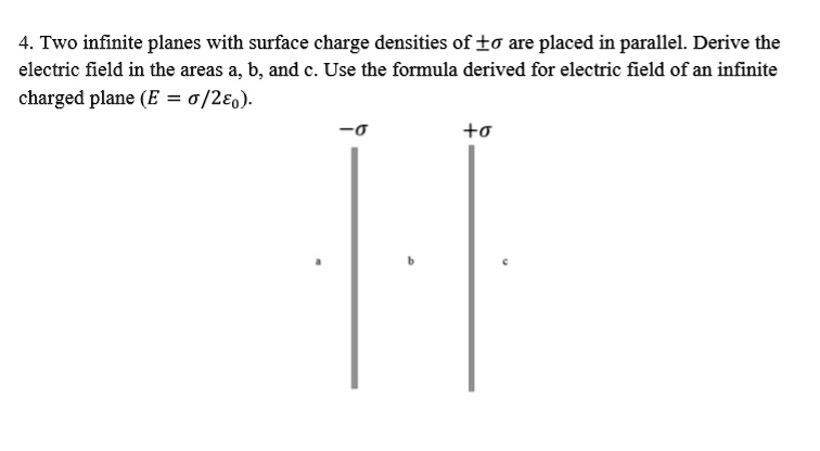 4 two infinite planes with surface charge densities of to are placed in ...