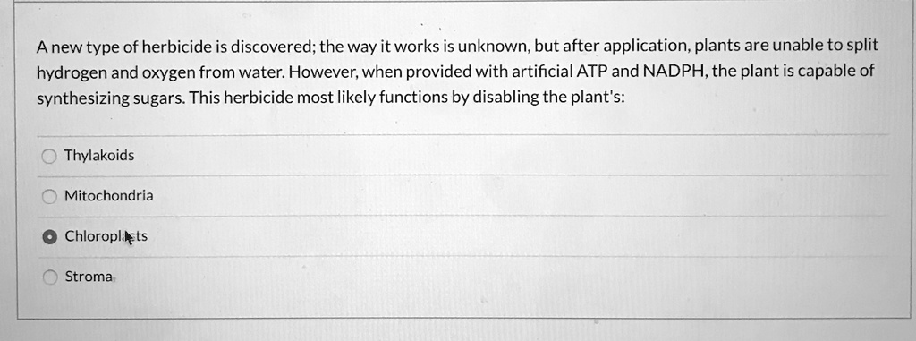 SOLVED: A new type of herbicide is discovered; the way it works is unknown; but after ...