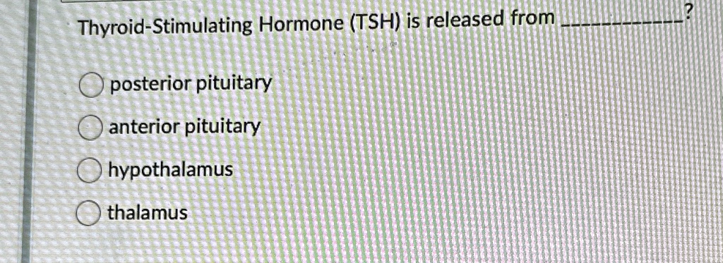 Thyroid-Stimulating Hormone (TSH) is released from ? posterior ...