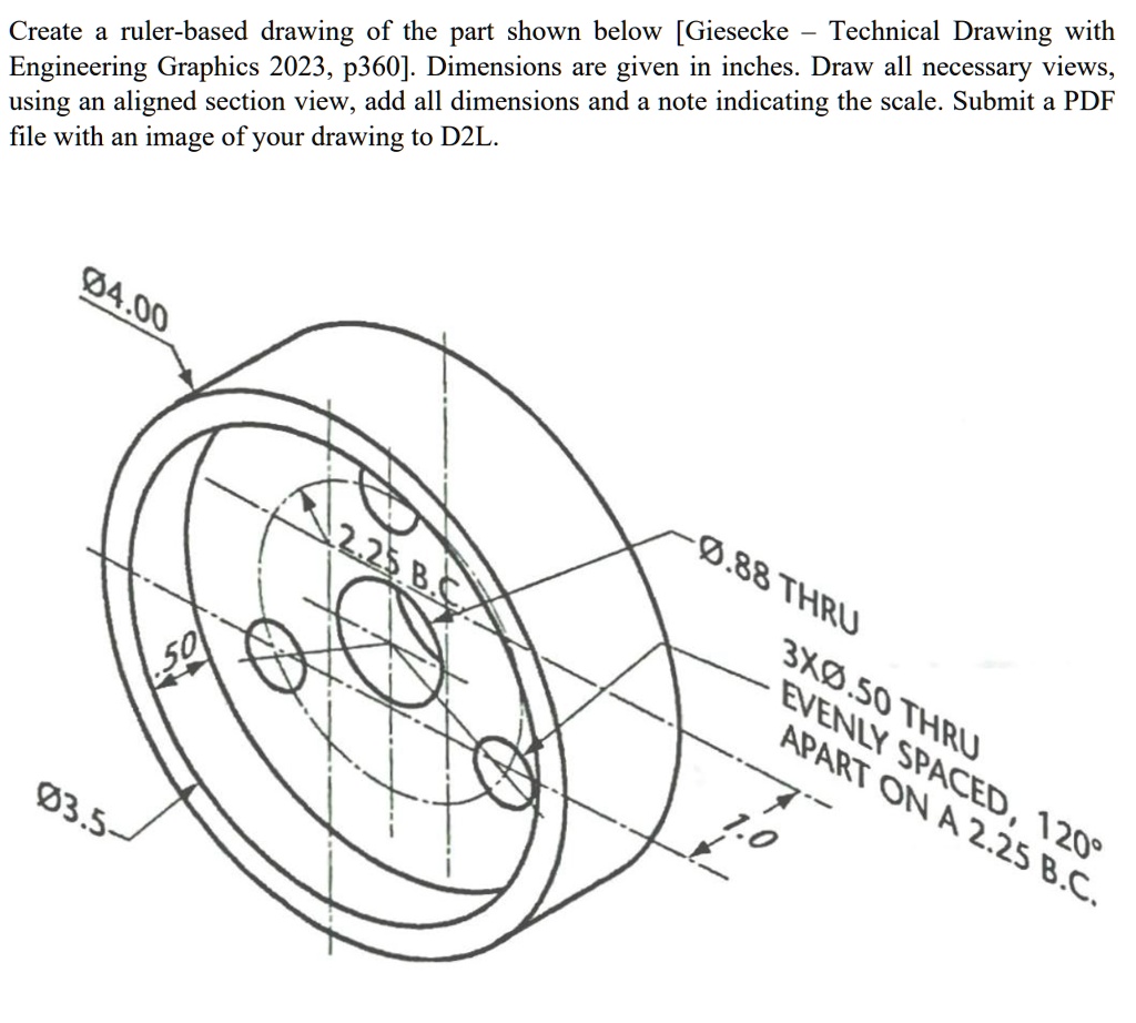 create a ruler based drawing of the part shown below giesecke technical drawing with engineering ...