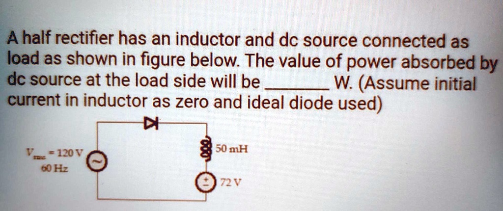 A half rectifier has an inductor and dc source connected as load as ...
