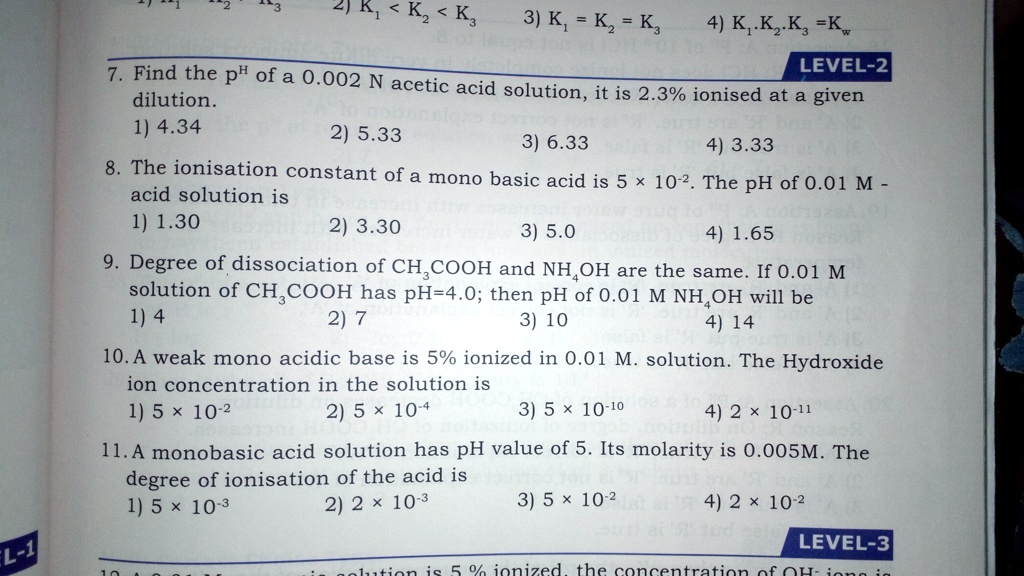SOLVED: 'the ionization constant of a monobasic acid is 5 into 10 power ...