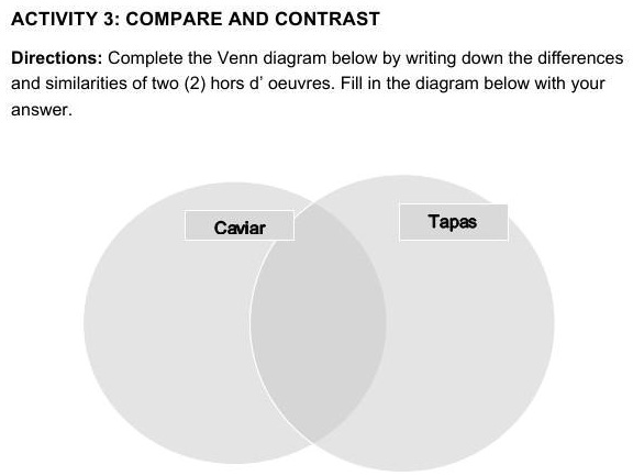SOLVED: Write down the differences and similarities of two hors d ... SOLVED: Write down the differences and similarities of two hors d ...