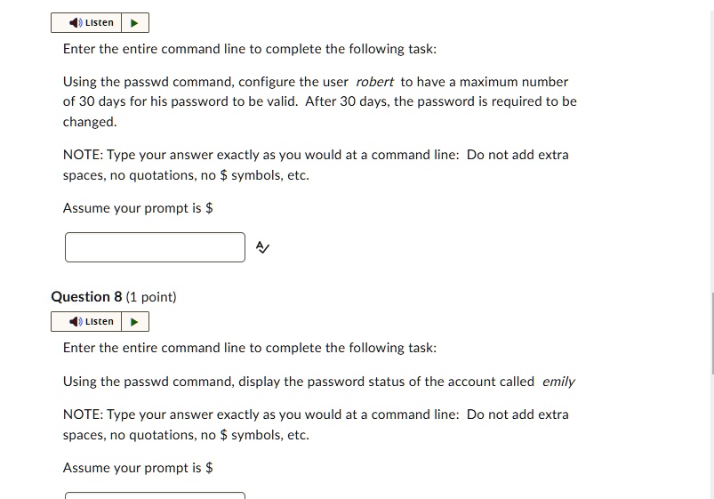 Solved Title Configuring Password Expiry For User Robert Enter The Entire Command Line To