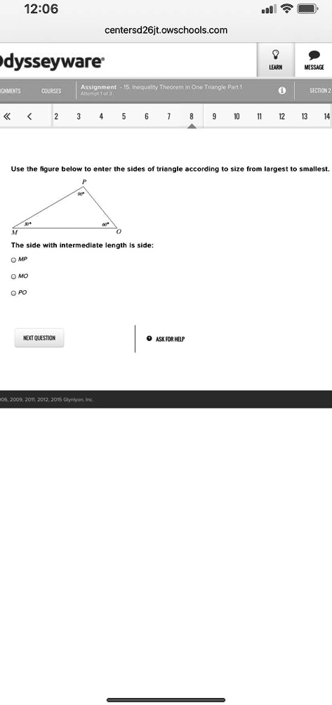 SOLVED: Use the figure below to enter the sides of the triangle ...