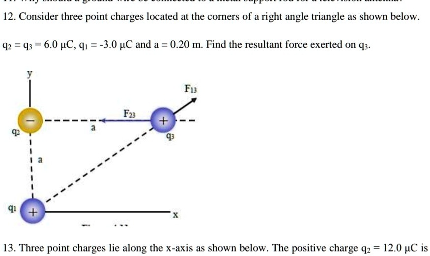 12 consider three point charges located at the corners of a right angle triangle as shown below ...