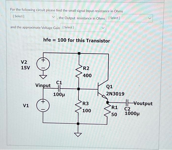 For the following circuit please find the small signal Input resistance ...