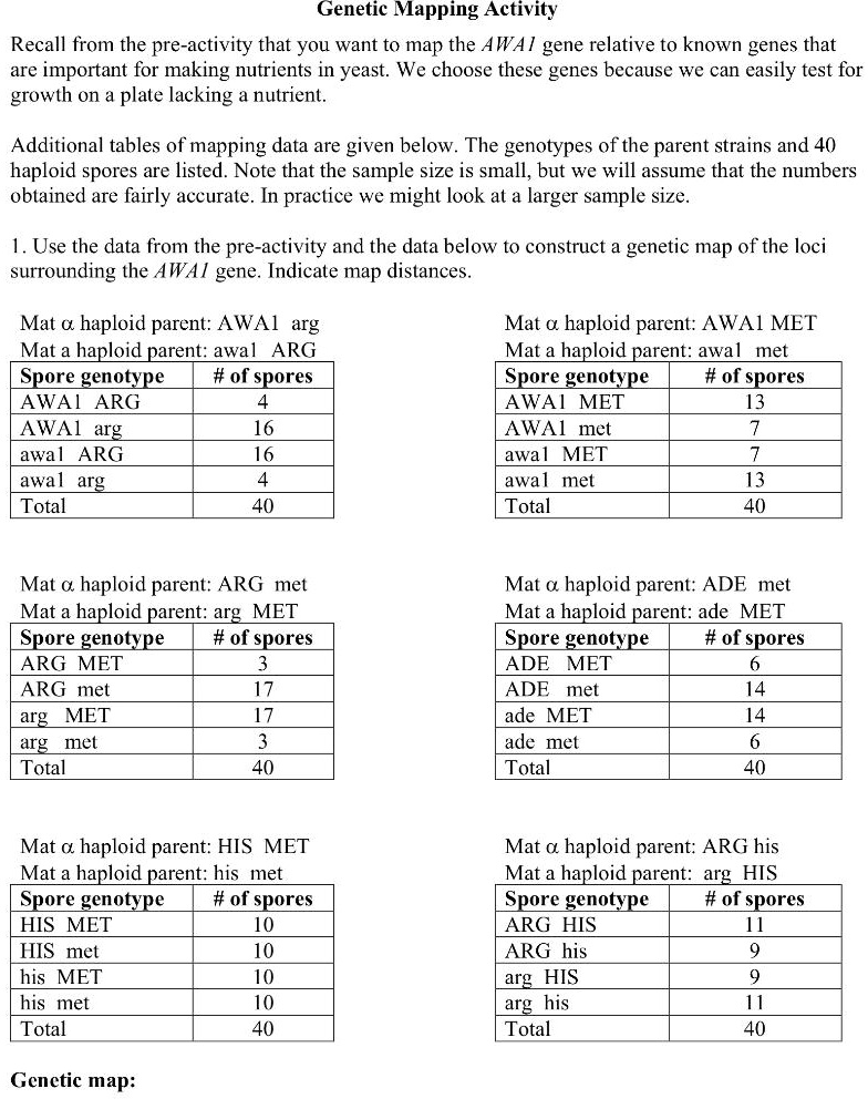 SOLVED: Text: Genetic Mapping Activity Recall from the pre-activity ...