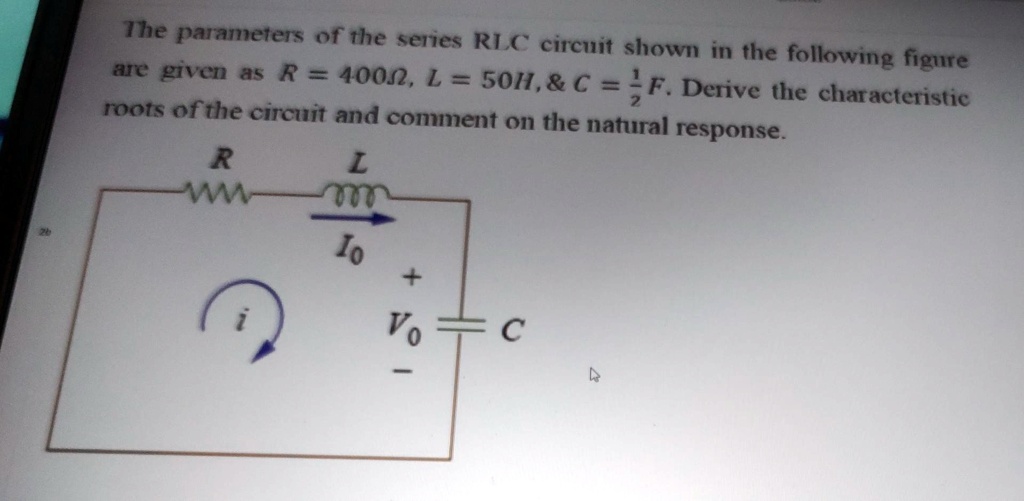 SOLVED: The parameters of the series RLC circuit shown in the following figure are given as R ...