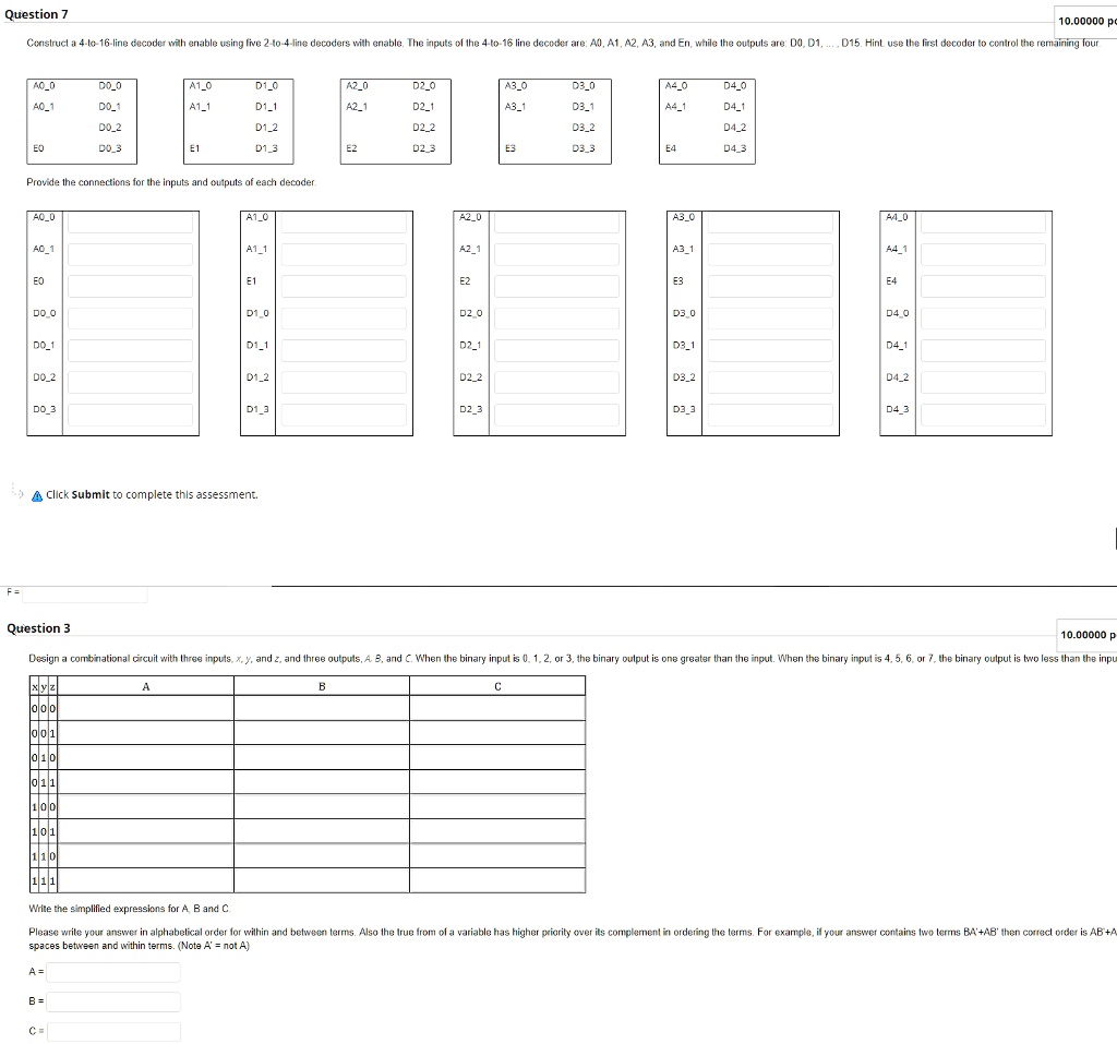 Solved Question 7 Construct A 4 To 16 Line Decoder With Enable Using