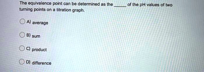 SOLVED: The equivalence point can be determined as the turning points on titration graph: of the ...