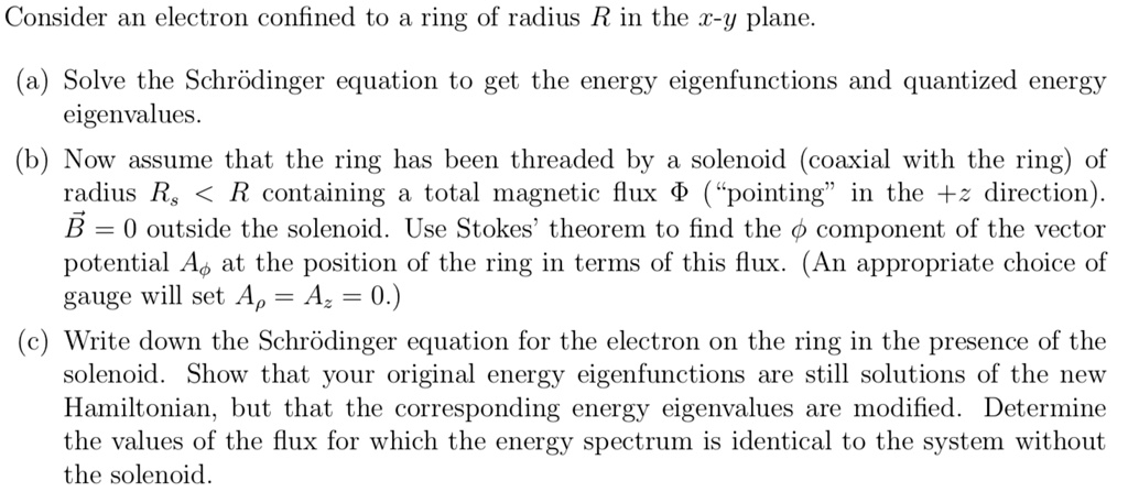 consider an electron confined to a ring of radius r in the x y plane a ...