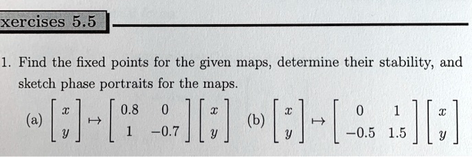 SOLVED: xercises 5.5 Find the fixed points for the given maps ...
