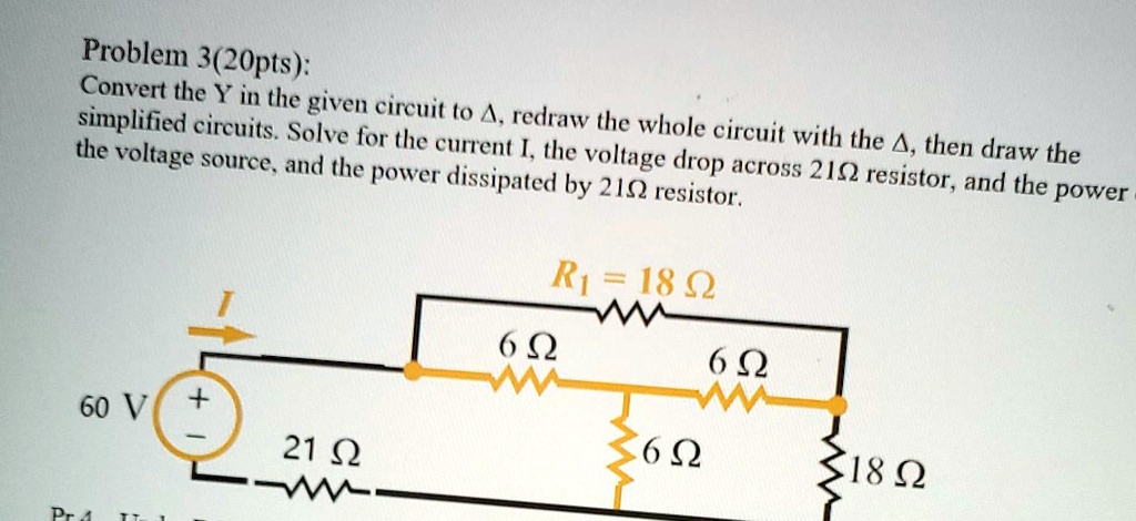 Problem 3(20pts): Convert the Y in the given circuit to Δ, redraw the ...