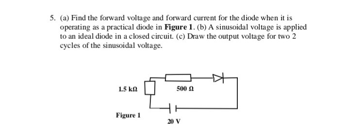 5. (a) Find the forward voltage and forward current for the diode when ...