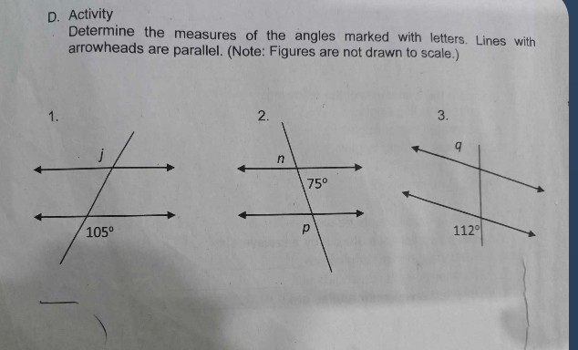 d activity determine the measures of the angles marked with letters lines with arrowheads are ...