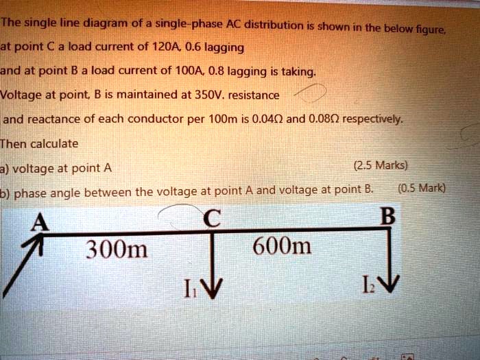 SOLVED: The single line diagram of a single-phase AC distribution is ...