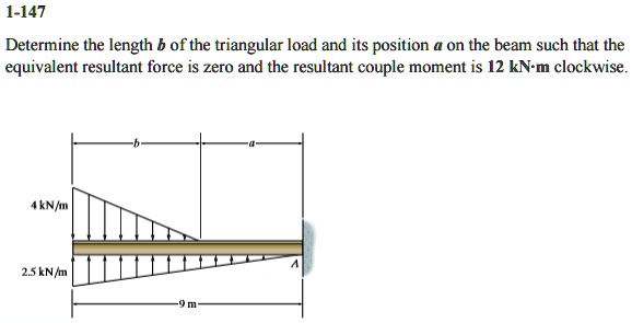 SOLVED: 1-147 Determine the length b of the triangular load and its position a on the beam such ...