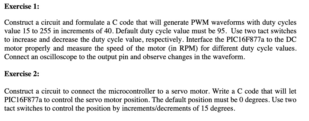 Solved Exercise I Construct A Circuit And Formulate A C Code That Will Generate Pwm Waveforms 0027