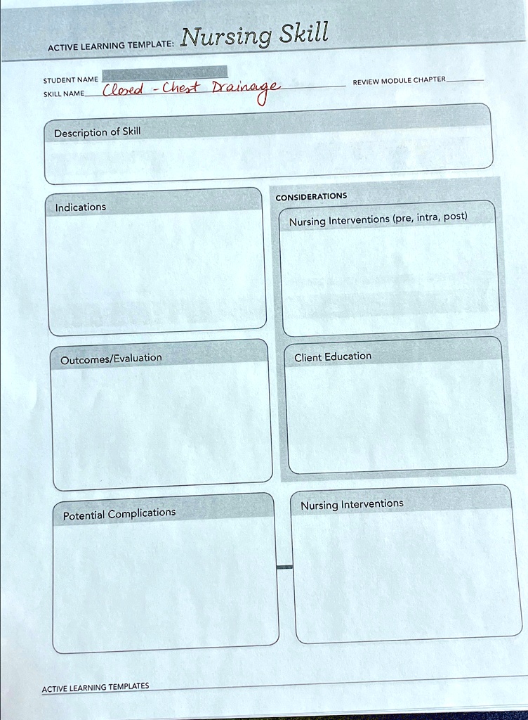 active learning template nursing skill student name closed chest ...