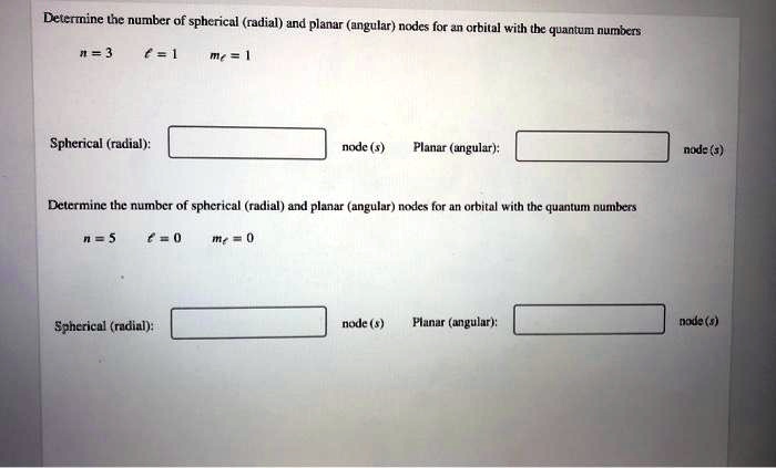 SOLVED: Determine the number of spherical (radial) and planar (angular ...