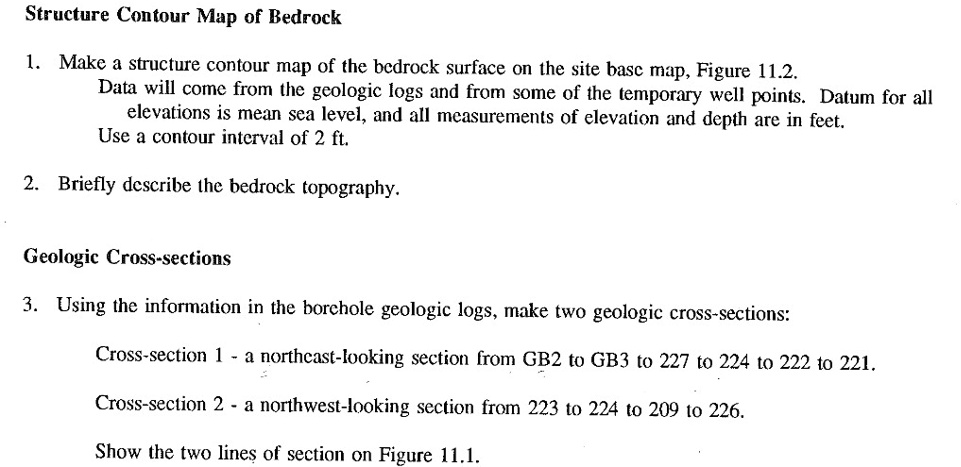 Structure Contour Map of Bedrock Make a structure contour map of the ...