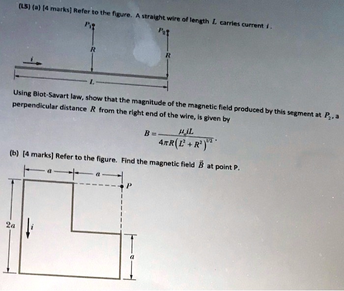 SOLVED: (LS) (a) [4 marks] Refer to the figure. stralght wlre af Ienath ...