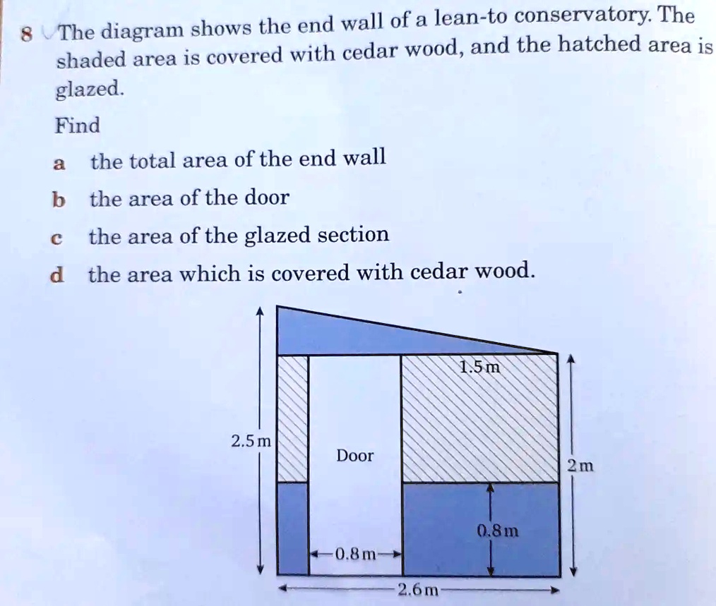 8 The diagram shows the end wall of a lean-to conservatory. The shaded ...