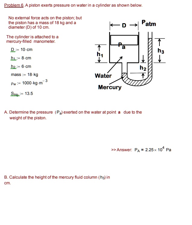 [get Answer] Problem 6 A Piston Exerts Pressure On Water In A Cylinder