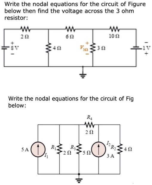 write the nodal eguations for the circuit of figure below then find the voltage across the 3 ohm ...