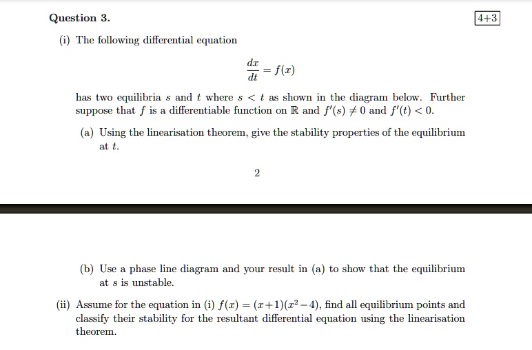 SOLVED:Question 3- The following differential equation dx f(z) has two ...