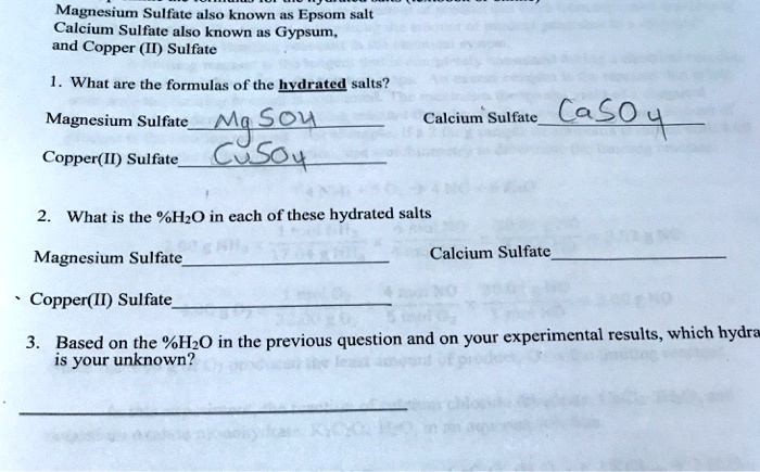 Magnesium Sulfate also known as Epsom salt Calcium Sulfate...