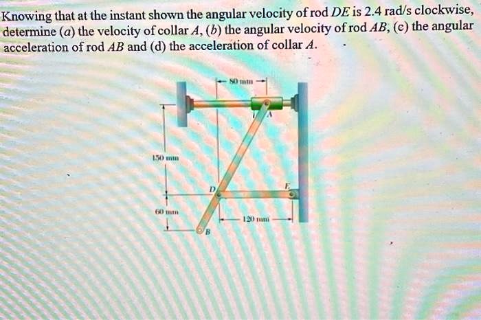 Knowing That At The Instant Shown The Angular Velocity Of Rod De Is 2 4 Rad S Clockwise
