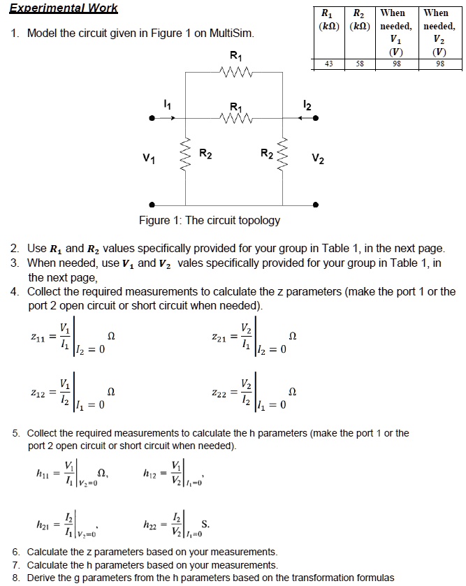 Texts: Experimental Work R1 R2 When (k) When (k) needed, needed, Vi V2 1. Model the circuit ...