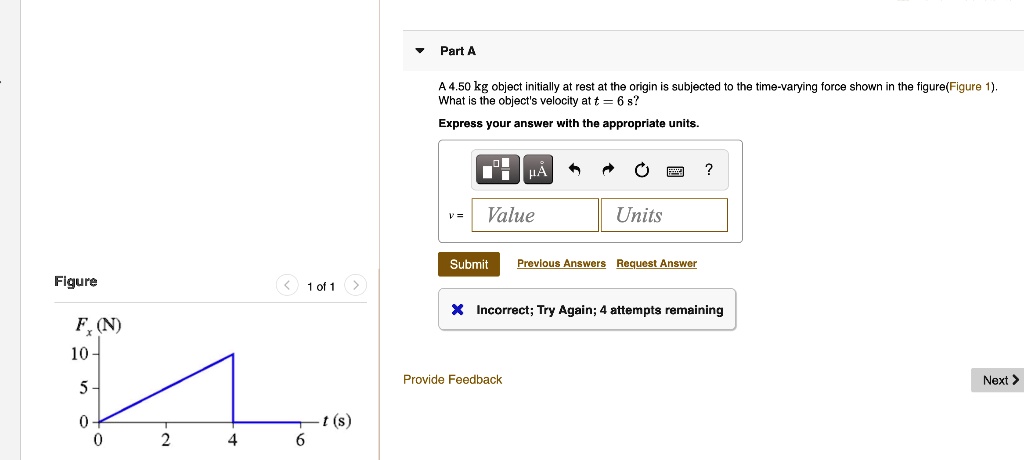 part a 450 kg object initially rest at the origin subjected the time vanyng force ghown what is ...