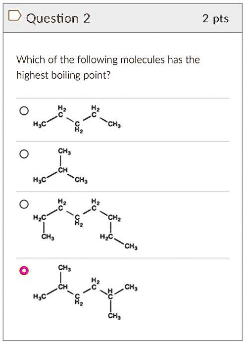 question 2 2pts which of the following molecules has the highest ... question 2 2pts which of the following molecules has the highest ...