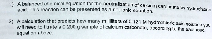 SOLVED: A balanced chemical equation for the neutralization of calcium ...