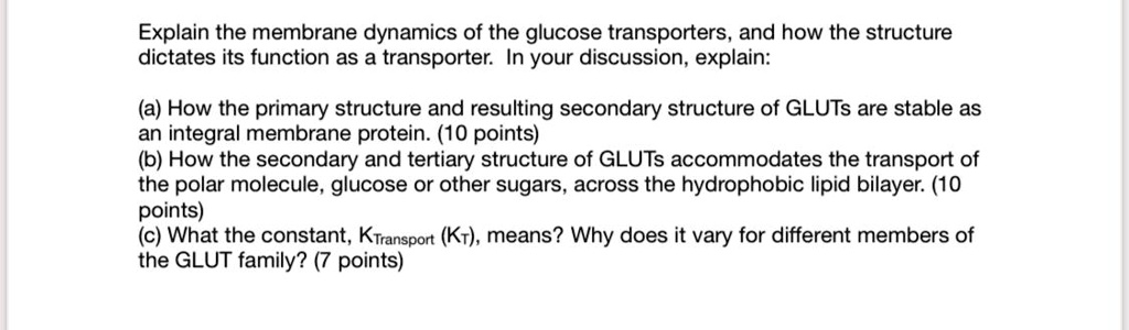 SOLVED:Explain the membrane dynamics of the glucose transporters and ...