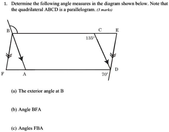 1. Determine the following angle measures in the diagram shown below. Note that the ...