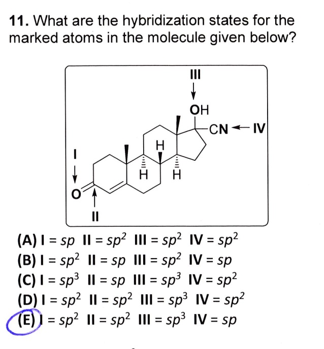 SOLVED:11. What are the hybridization states for the marked atoms in ...