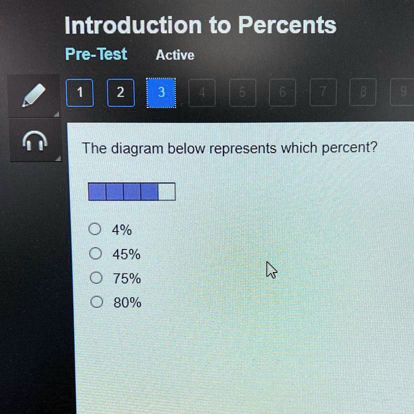 Introduction to Percents Pre-Test Active 1 2 3 4 5 6 7 8 9 The diagram ...