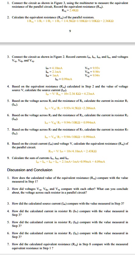 Connect the circuit as shown in Figure 3, using the multimeter to measure the equivalent ...