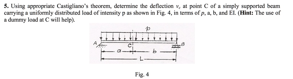 SOLVED: Using appropriate Castigliano's theorem, determine the deflection vc at point C of a ...