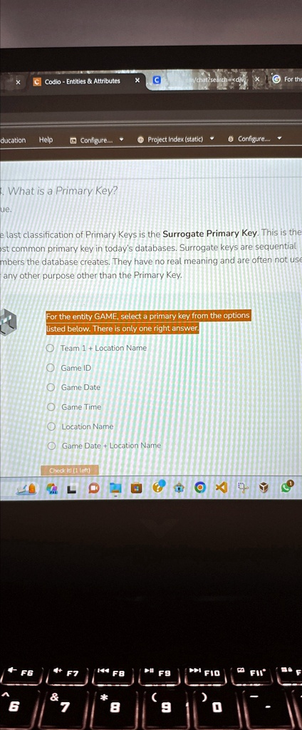 Solved What Is A Primary Key The Last Classification Of Primary Keys Is The Surrogate Primary